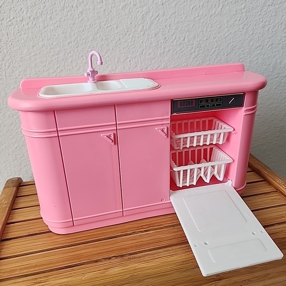 Mattel | Toys | Vintage 99 Barbie Pink Kitchen Sink And Dishwasher ...